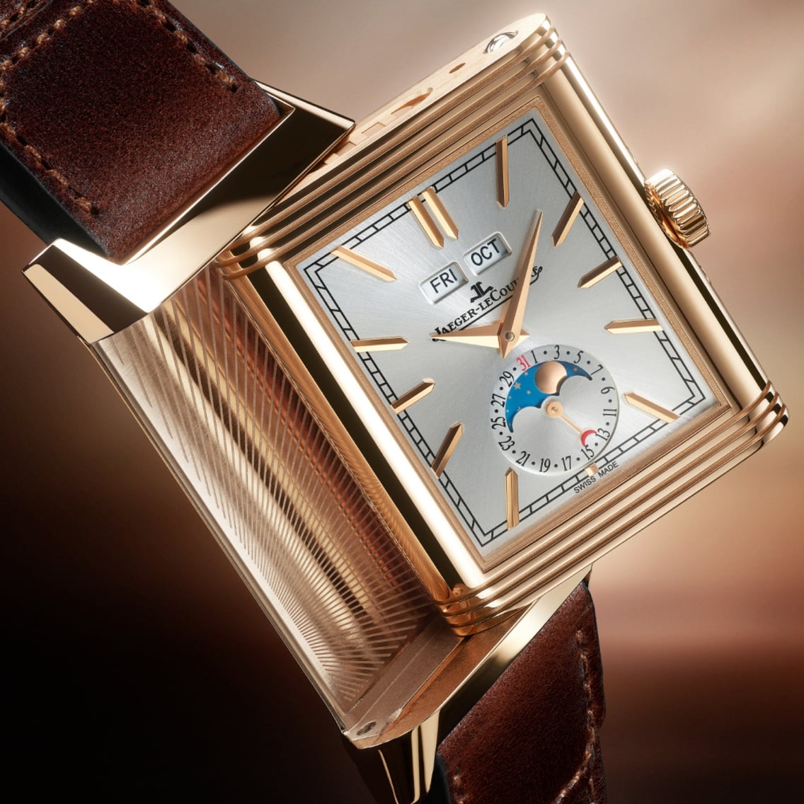 Pink Gold Men Watch Manual winding Reverso Tribute Small Seconds ...