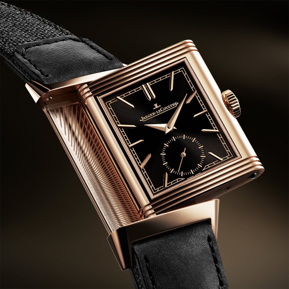 Rose Gold Men Watch Manual winding Reverso Tribute Small Seconds ...