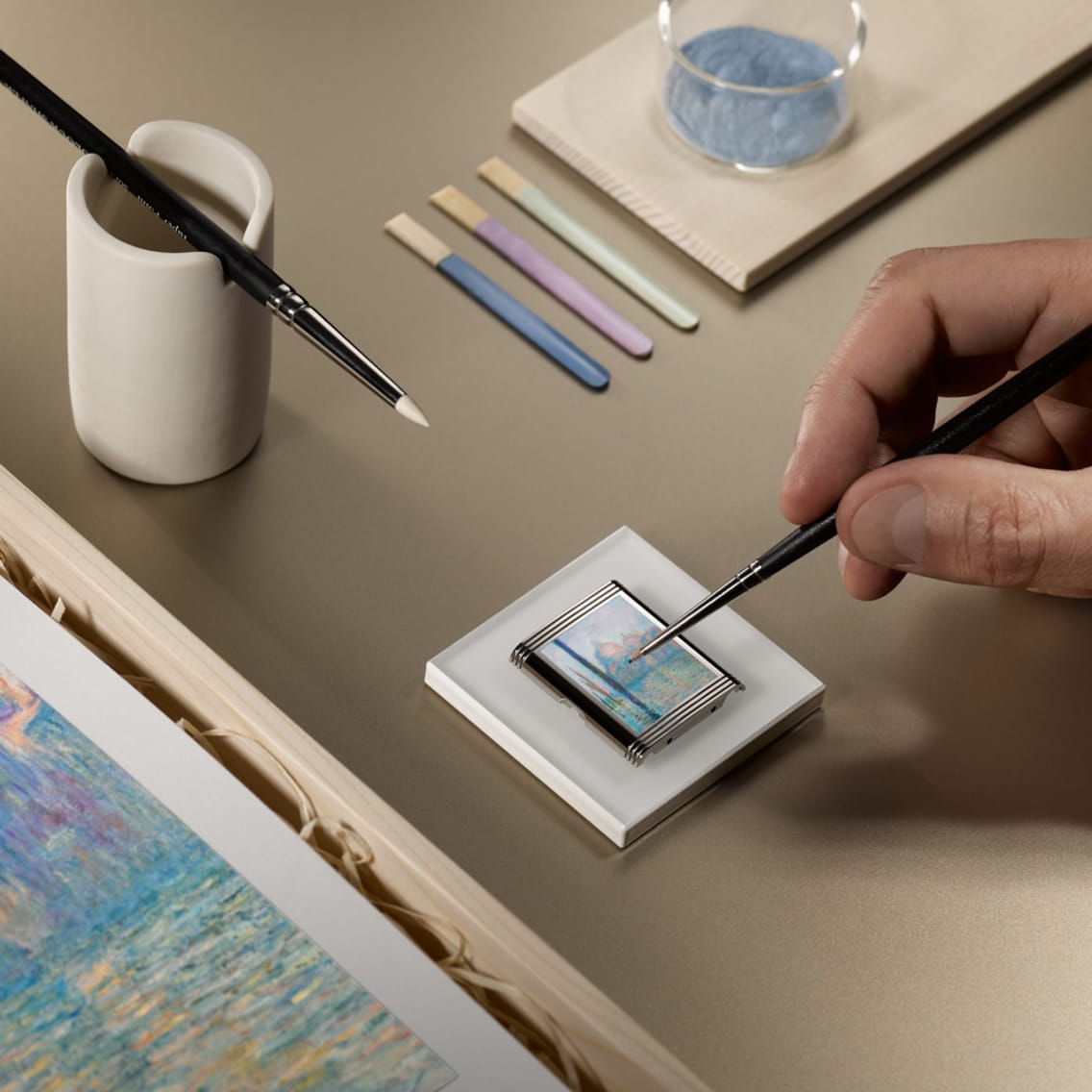 White Gold Men Watch Manual winding Reverso Enamel Monet The Grand ...