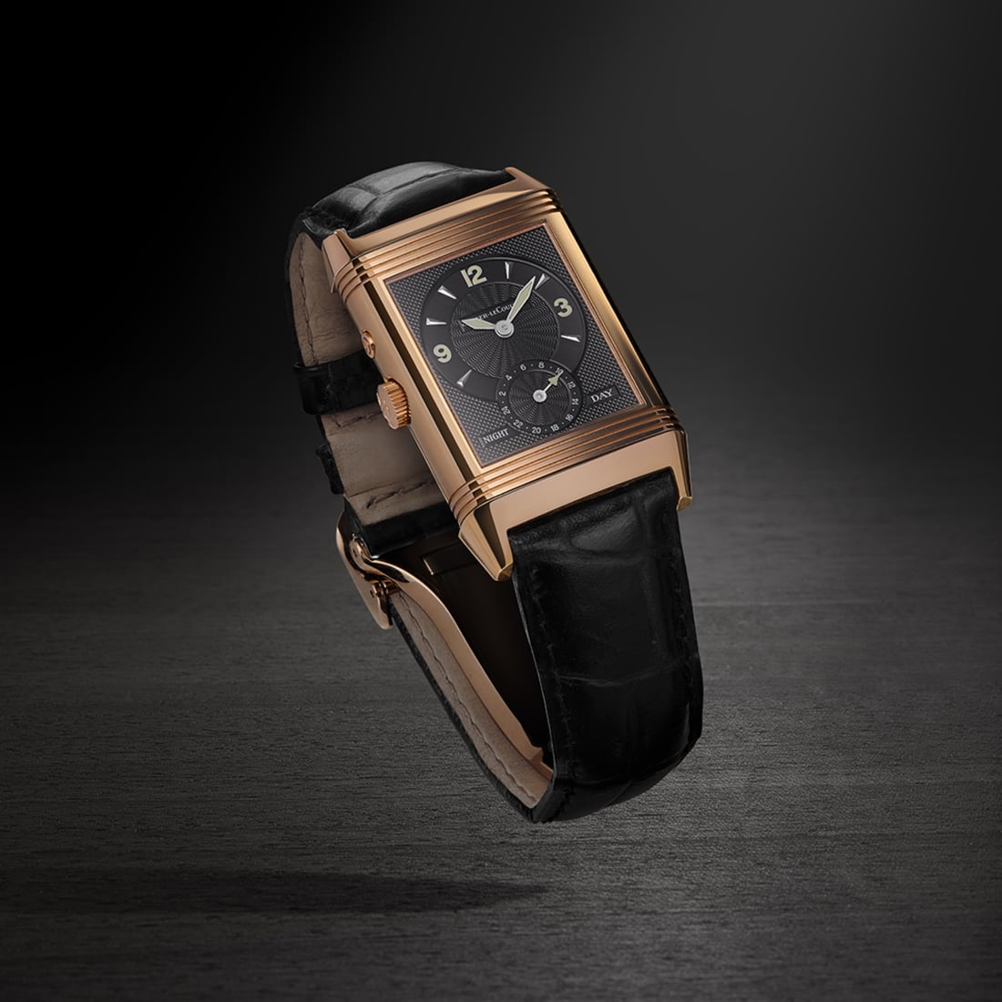 Pink Gold Men Watch Manual winding Reverso Tribute Duoface Tourbillon ...