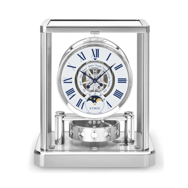Rhodium-plated brass Clock Atmos Classique Phases de lune q5112202 ...